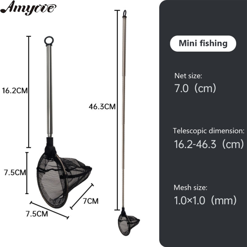Aquarium Tiny Net, Cleaner Accessory Extendable Long Handle Catch Net ...