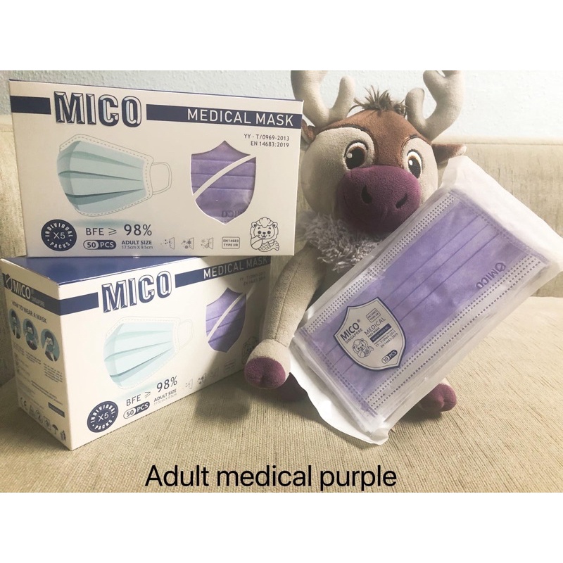 [SG BRAND] MICO Adult 3ply Medical Surgical Mask BFE98 Disposable Face ...
