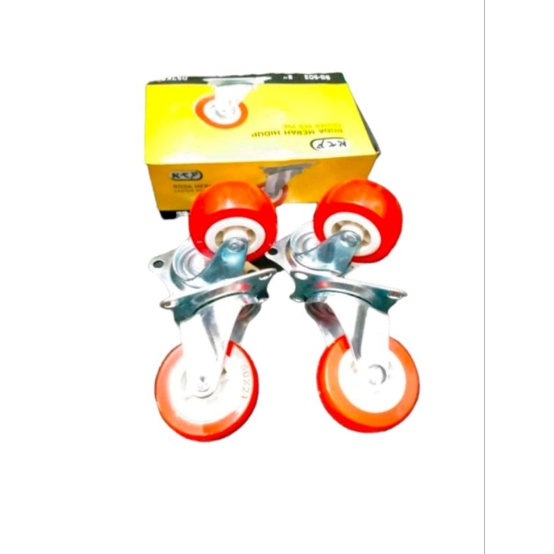 Roda hidup 2 inchi satu set 4pcs roda caster merah roda etalase roda ...
