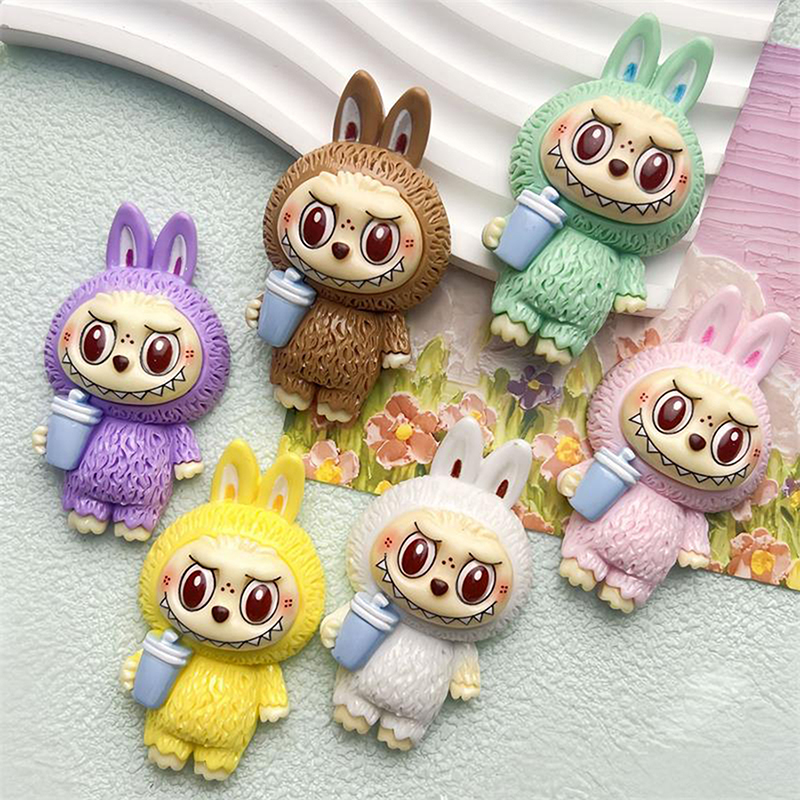 Large Cartoon Cute Labubu Resin Accessories Hairpin Keychains Phone ...