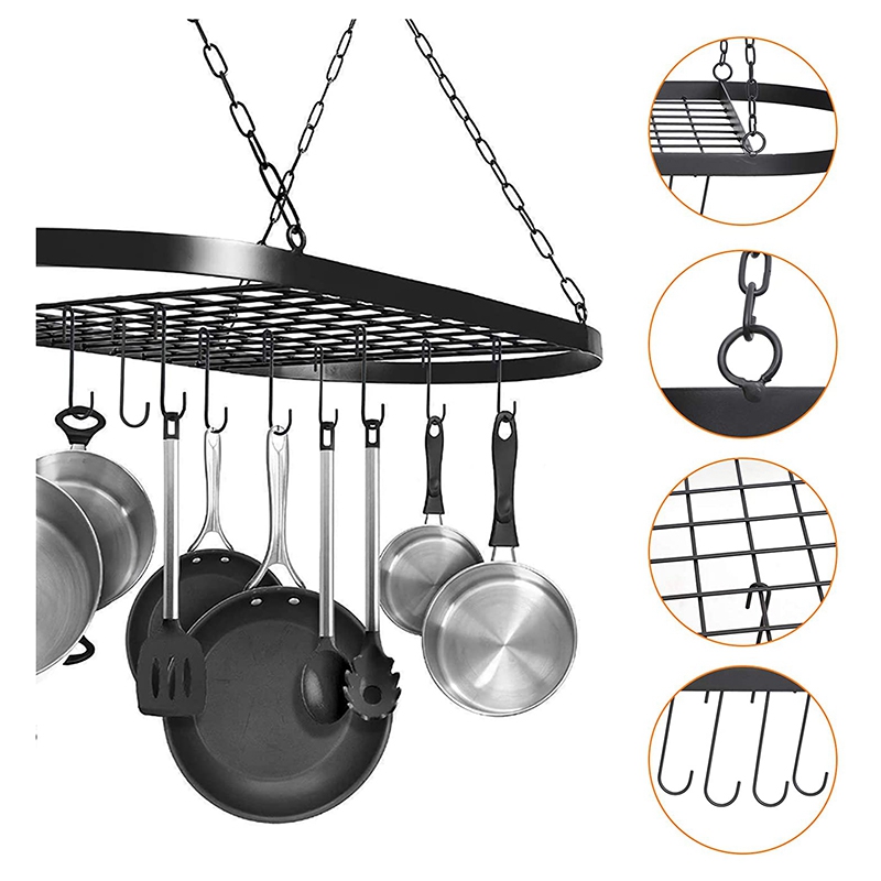 Hanging Pot Pan Rack for Ceiling, Ceiling Mounted Cookware Hanger ...