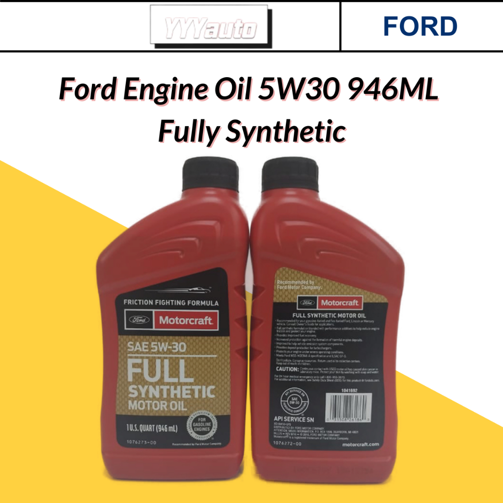 Genuine Ford Motorcraft Engine Oil Fully Synthetic SAE 5W30 5W-30 946ml ...