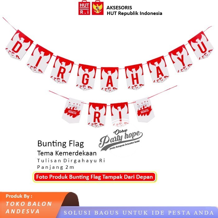 Banner DIRGAHAYU RI / bunting flag HUT RI kemerdekaan / banner Hut Ri ...