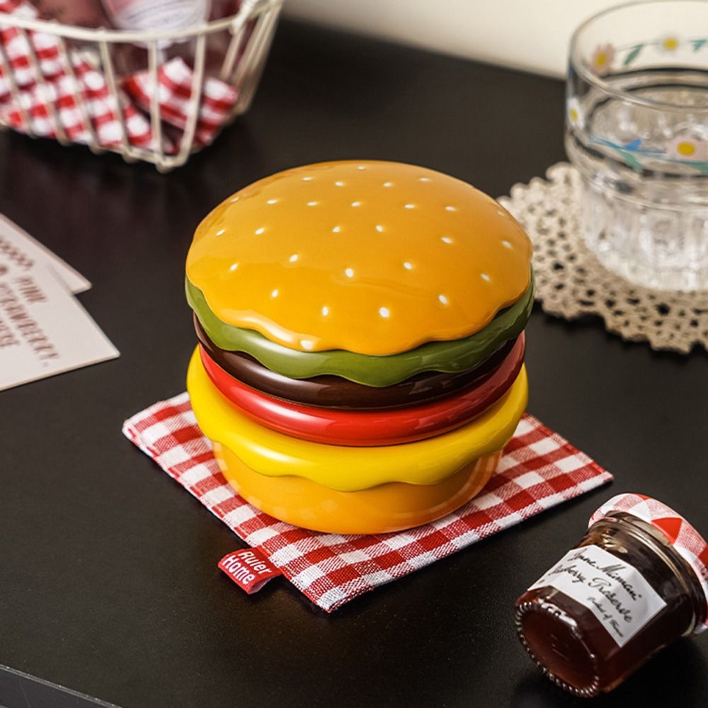Sturdy Food-grade Glaze Burger Shape Ceramic Plate Set 6-Layer ...
