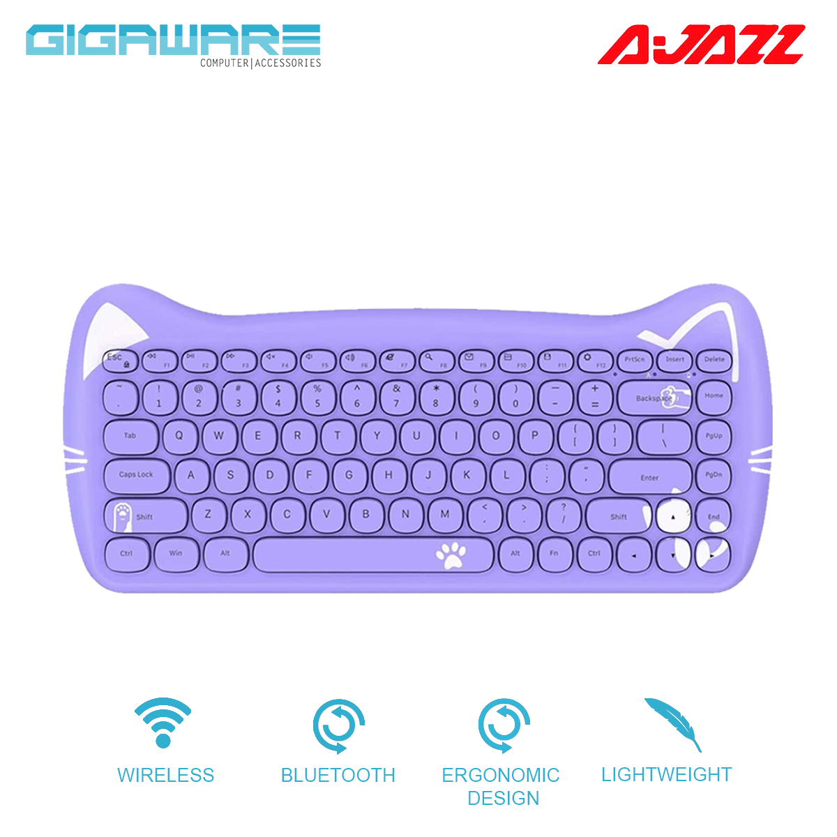 Ajazz 3060i Cute Cat 84-Key Wireless Bluetooth Keyboard 84-Keys ...