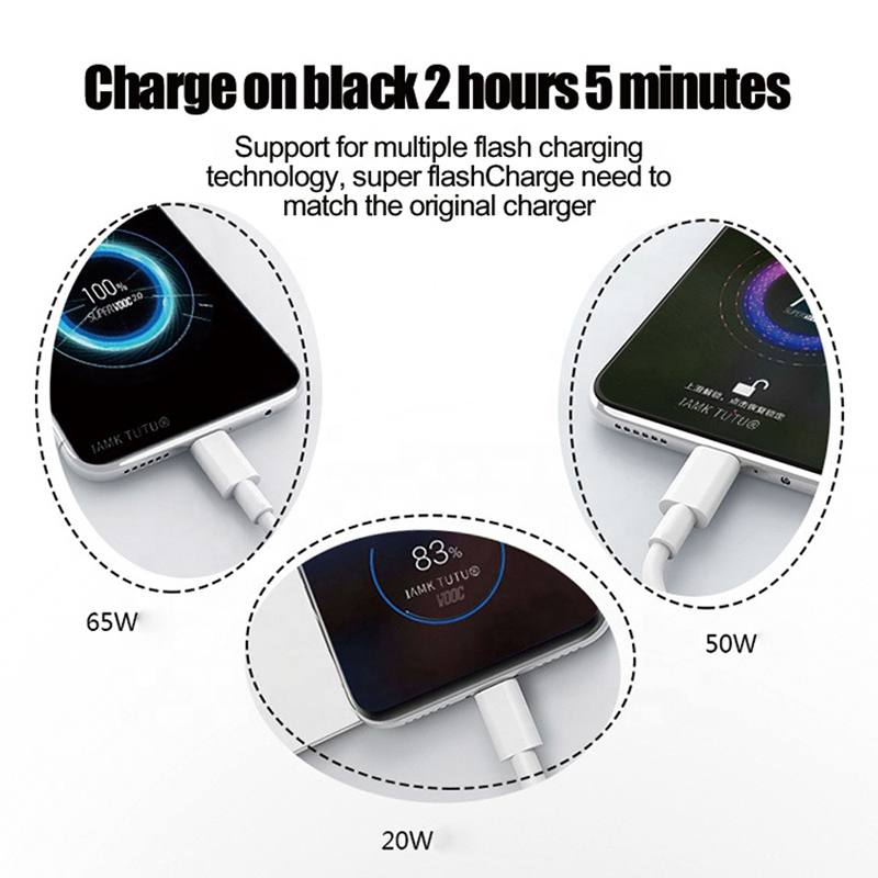 65W USB Type C Fast Charge Cable Super Vooc Dart Charging Cord For ...