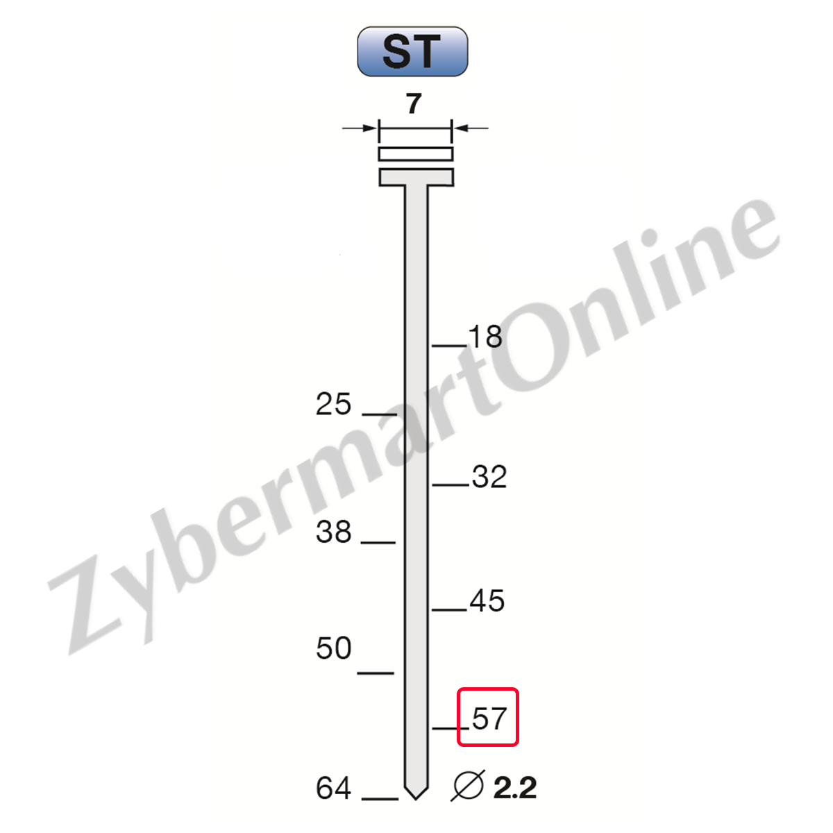 SuperMax : ST57 ลูกแม็ก ลูกตะปู ยิงคอนกรีต เหล็กกล่อง ลูกสีเงิน สำหรับแม็กลม ปืนลม ปืนยิงตะปูลม ...