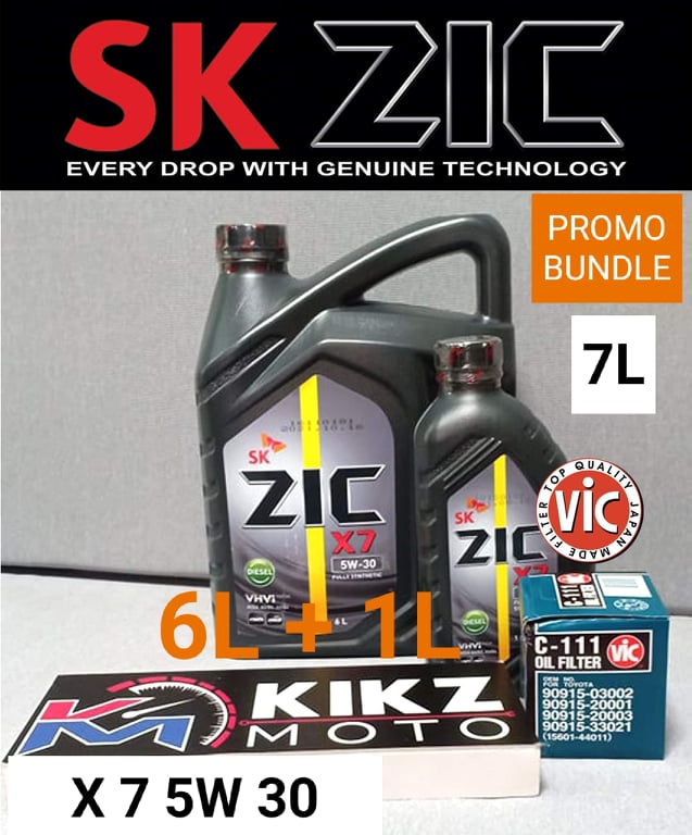SK ZIC X 7 5W-30 FULLY SYNTHETIC DIESEL 7L w/ Vic oil Filter C-111 ...