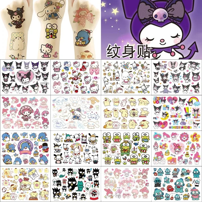 Sanrio Tattoo Stickers Cartoon Cute Kuromi Cinnamon Dog Waterproof ...