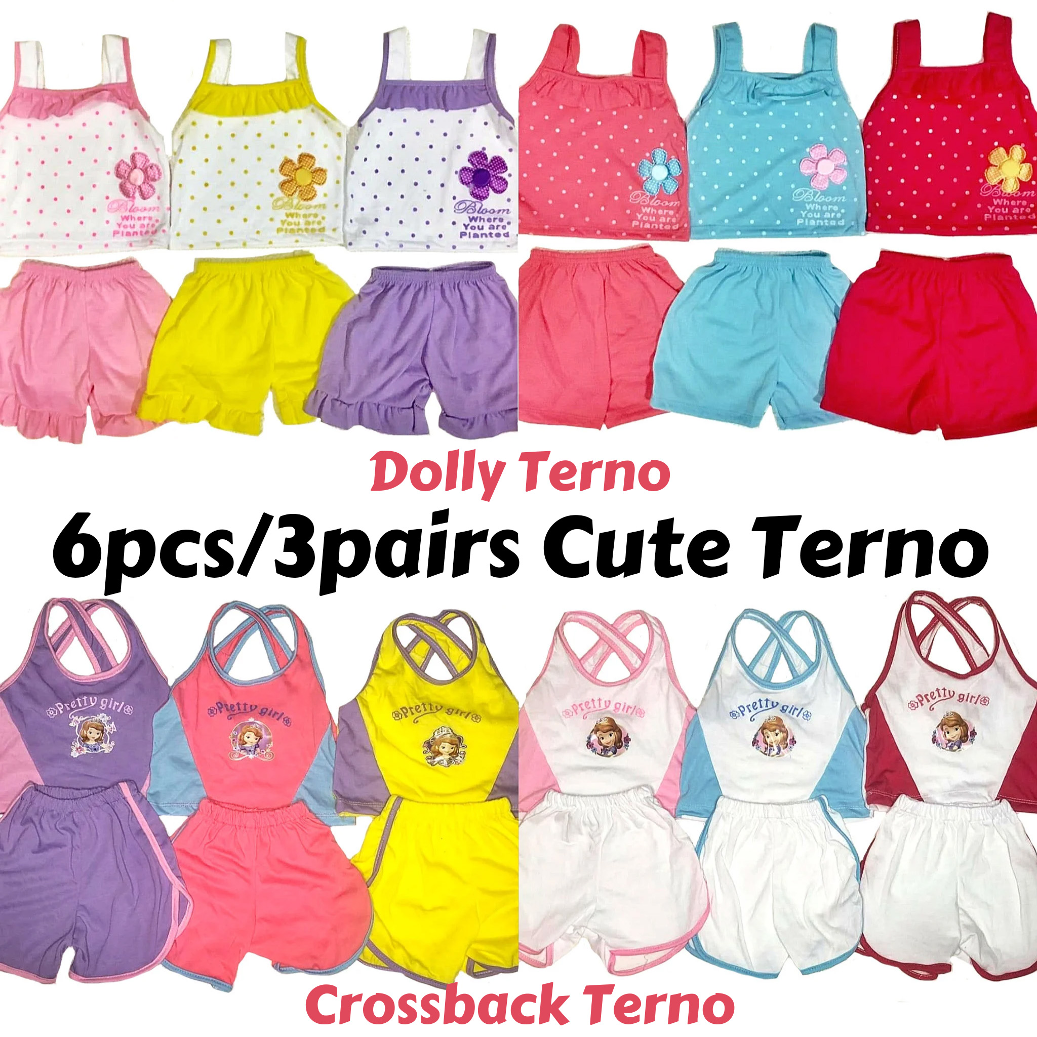 6pcs/3Pairs Cotton Cute Terno for Baby Girl Clothes 0 to 12 months ...