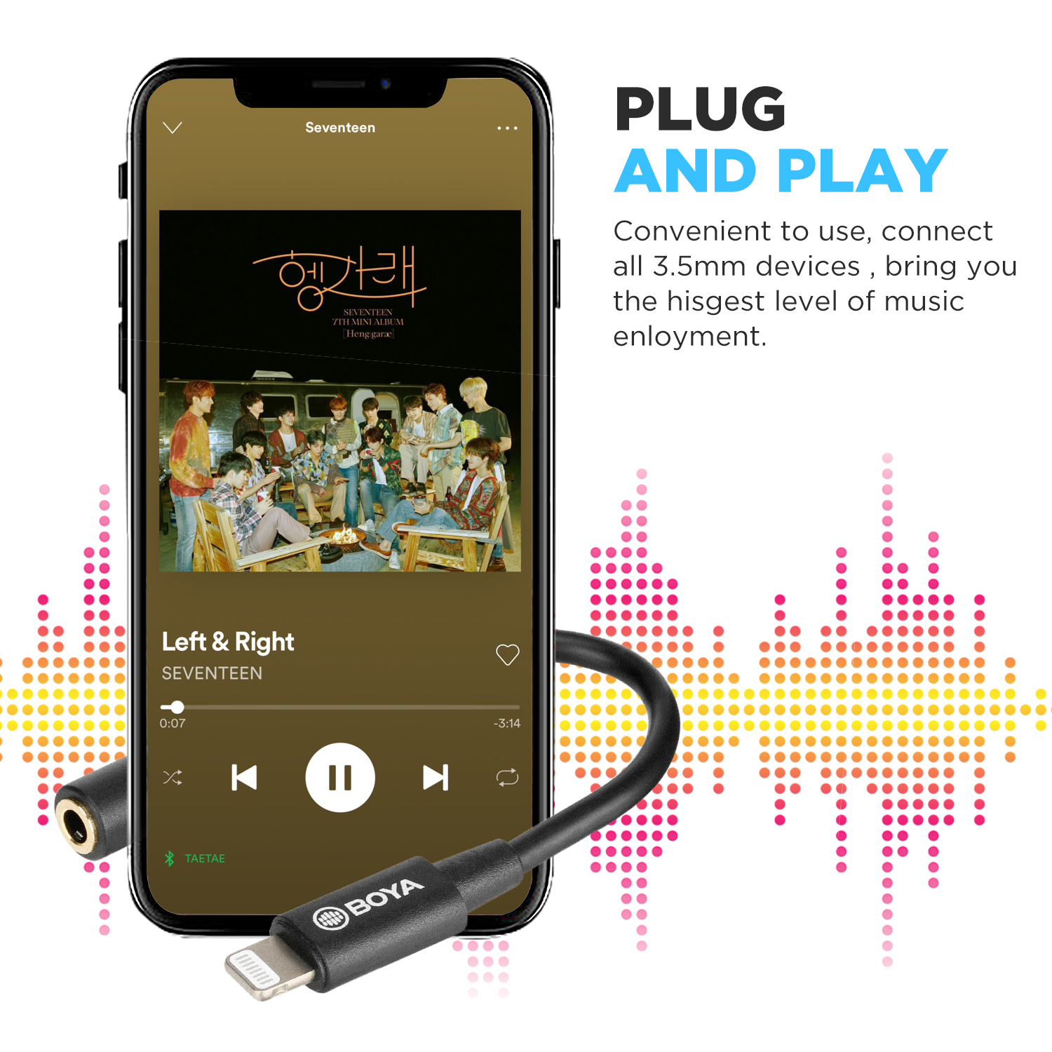 Wenefang BOYA BY-K1-K9 3.5mm TRS to Lightning/Typec iPhone Android Phone Audio for Microphone ...