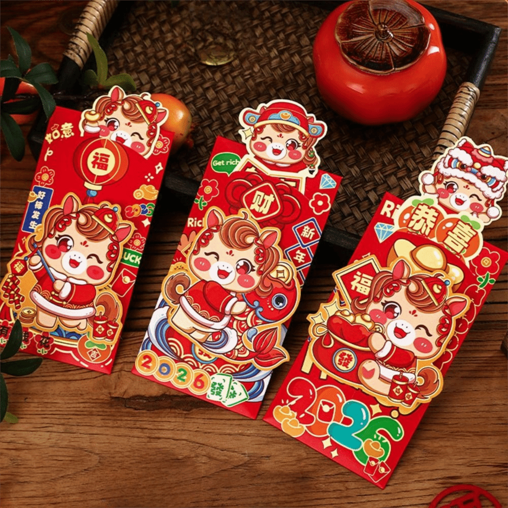 4pcs Fortune Chinese Style Red Envelope Traditional Paper Money Pouch ...