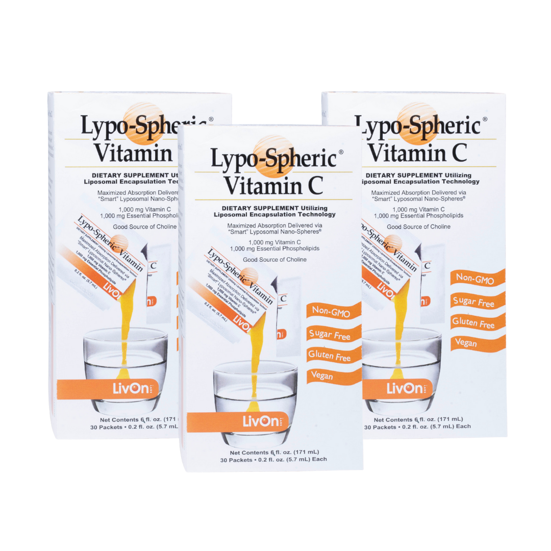 3 Boxes Lypo–Spheric Vitamin C – 1,000 mg Vitamin C & 1,000 mg Essential Phospholipids Per ...