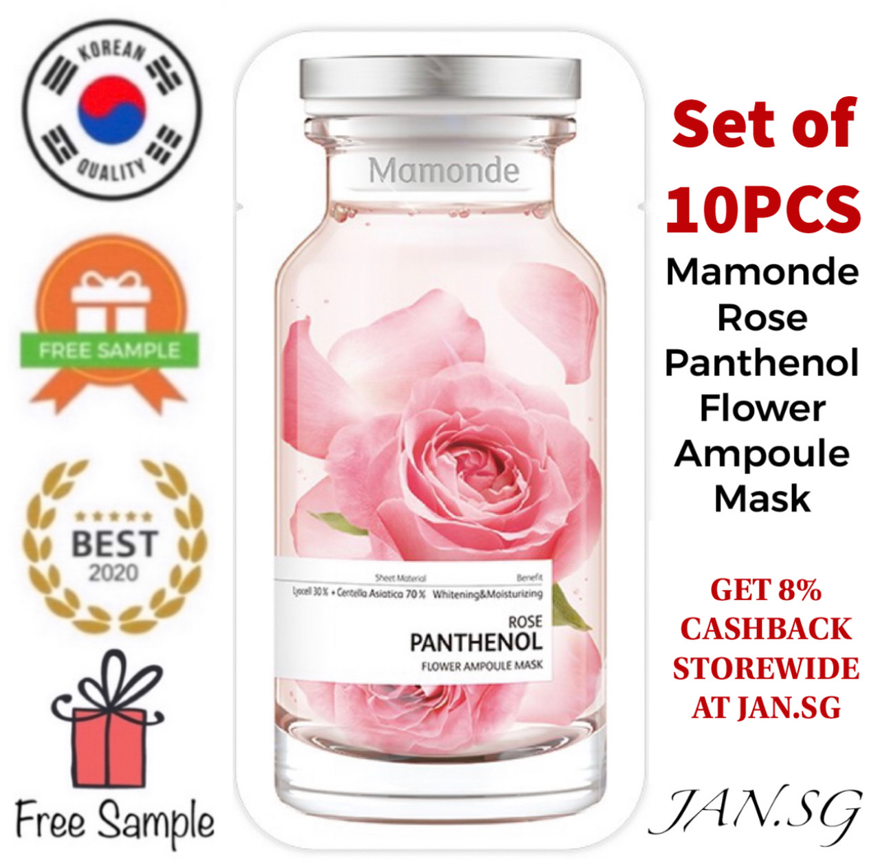 ️10PCS ️ Mamonde Flower Ampoule Mask (Rose) 23ml * 10pcs - For All Skin ...