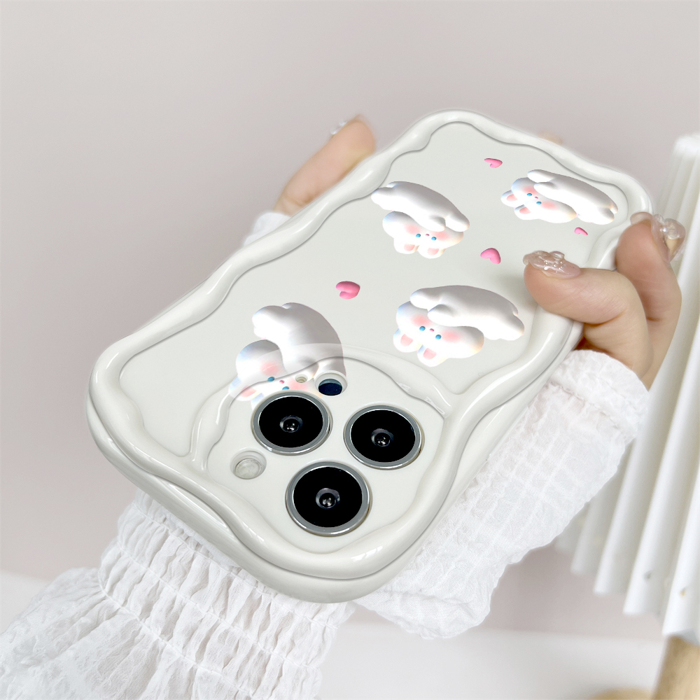 YYDS for Samsung A06 Back Cover Cute Rabbits Case Cream Texture Wavy ...