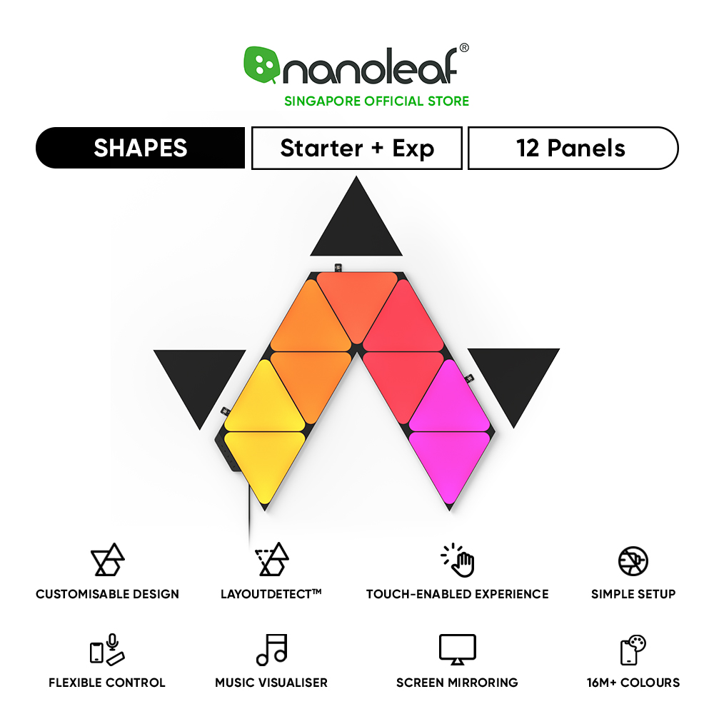 Nanoleaf Limited Edition Ultra Black Triangles Smarter Kit (9 Panels ...