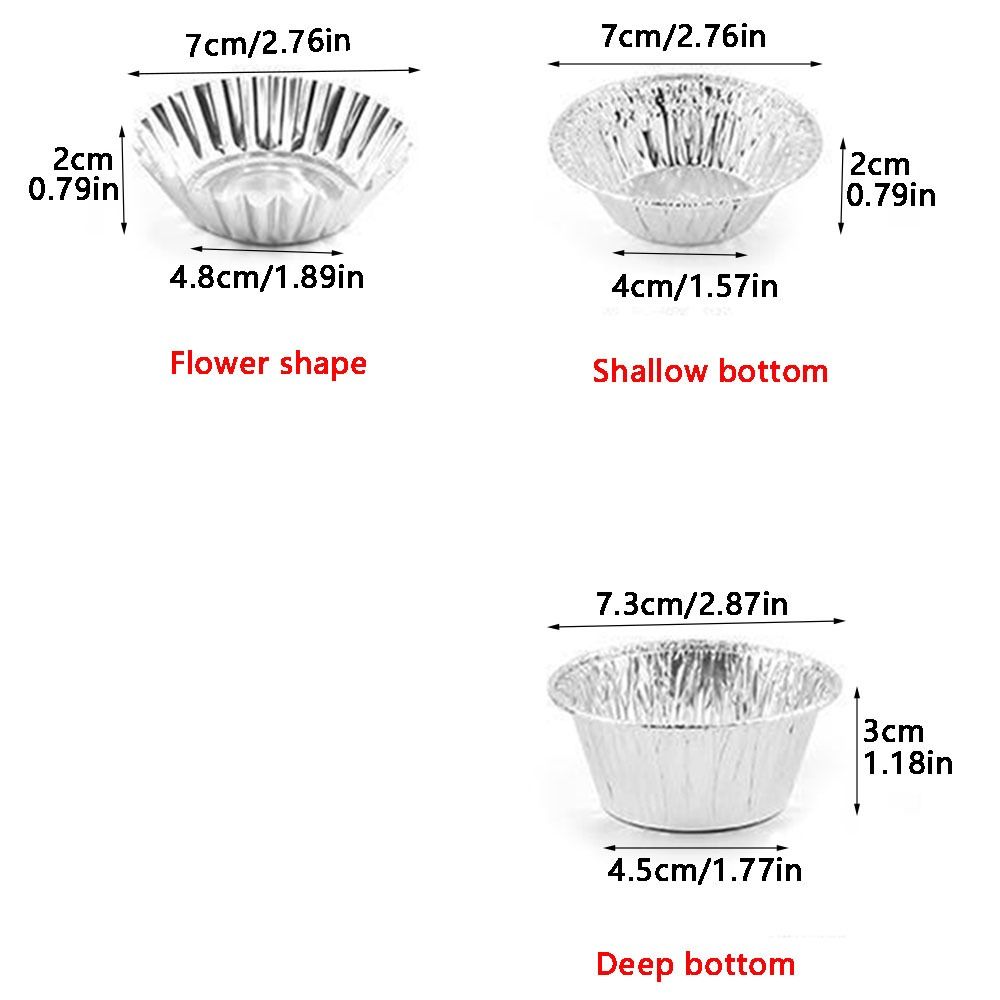 100Pcs Tray Aluminum Foil Egg Tart Mould Disposable Round Tart Pan Non ...