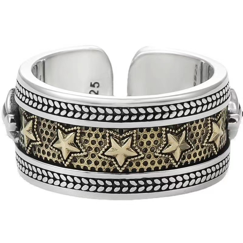 【Hottest Trends】New Style Plain Silver 925 Five-pointed Star Ring Men's ...