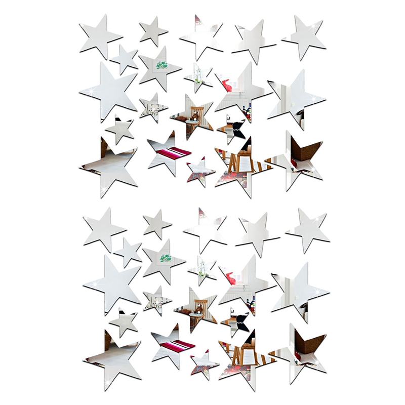3D Sticker 40 X Star Art Mirror Wall Sticker Surface Decal Home Room ...