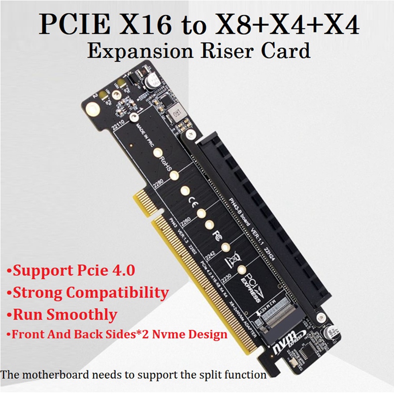 PCIE4.0 X16 to X8+X4+X4 Split Card Nvme Pcie4.0 Expansion Card PCIE4.0 ...