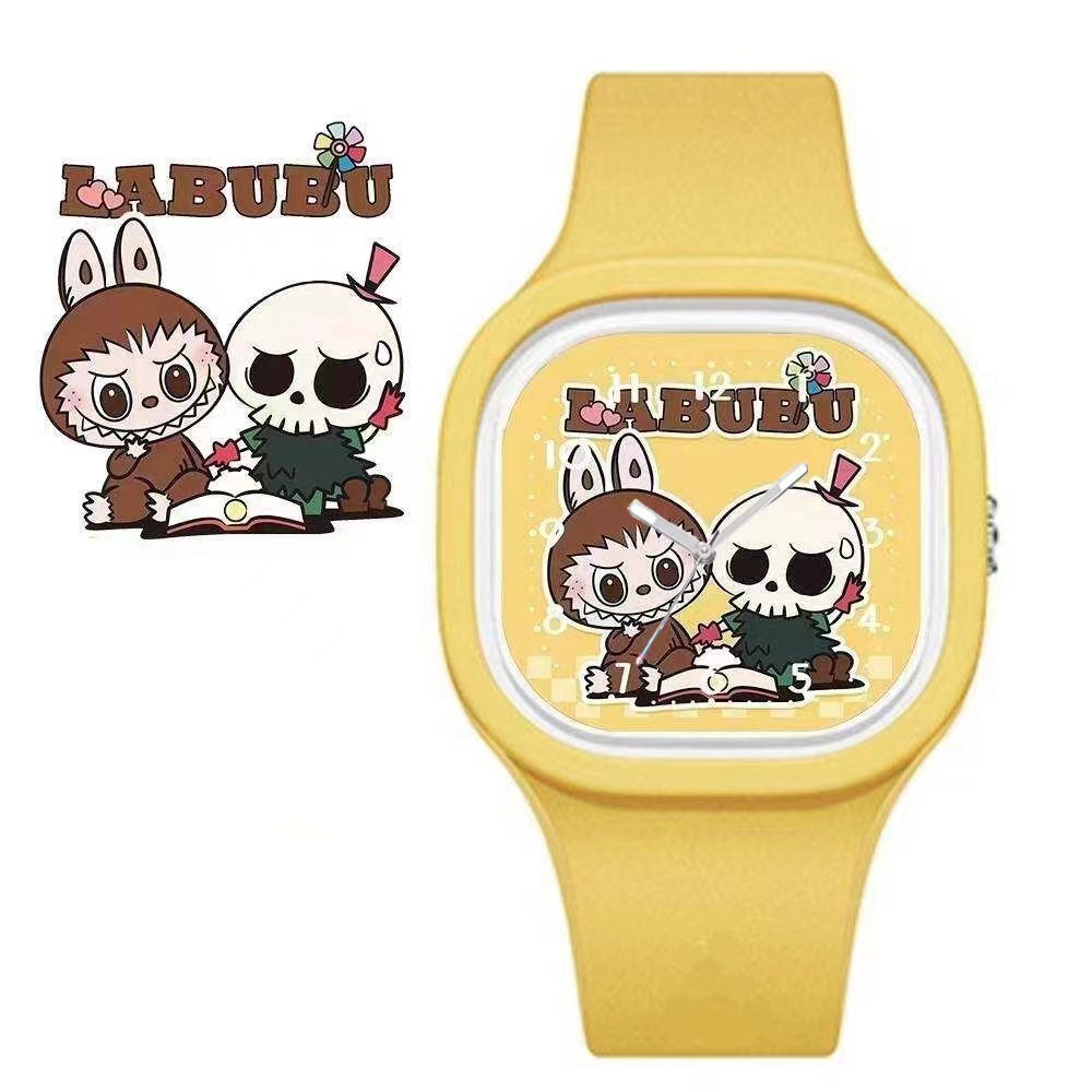 【Low price】New Cartoon Square Labubu Watches for Kids - Unisex Silicone ...