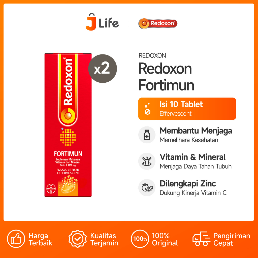Jlife - Redoxon Fortimun Vitamin + Mineral Rasa Jeruk 10 Tablet x 2 ...