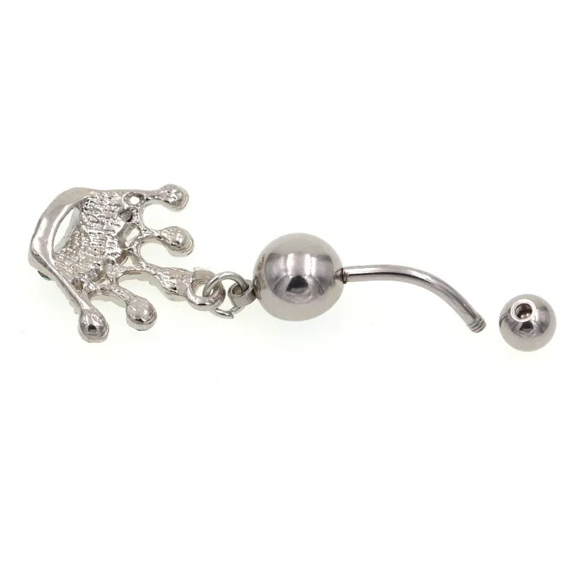 Bikini Accessories Austria CZ Crown 316L Surgical Steel Belly Button ...
