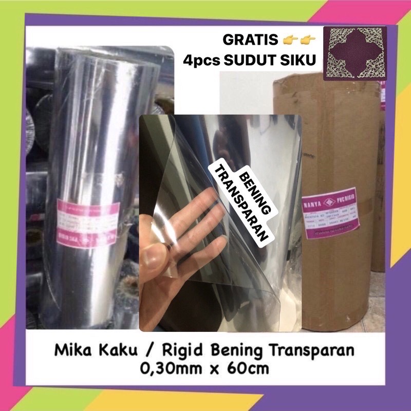 PLASTIK MIKA KAKU PVC BENING 0.30 mm x 60 cm METERAN HANTARAN PERNIKAHAN SESERAHAN TEBAL RIGID ...