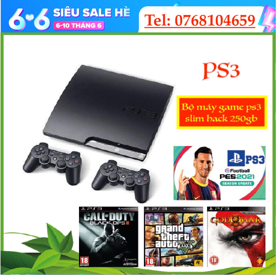 Máy chơi game Ps3 320GB - 500GB - 2 tay cầm / Playstation 3 có đá banh PES 2022 với 15 Game ps3 ...