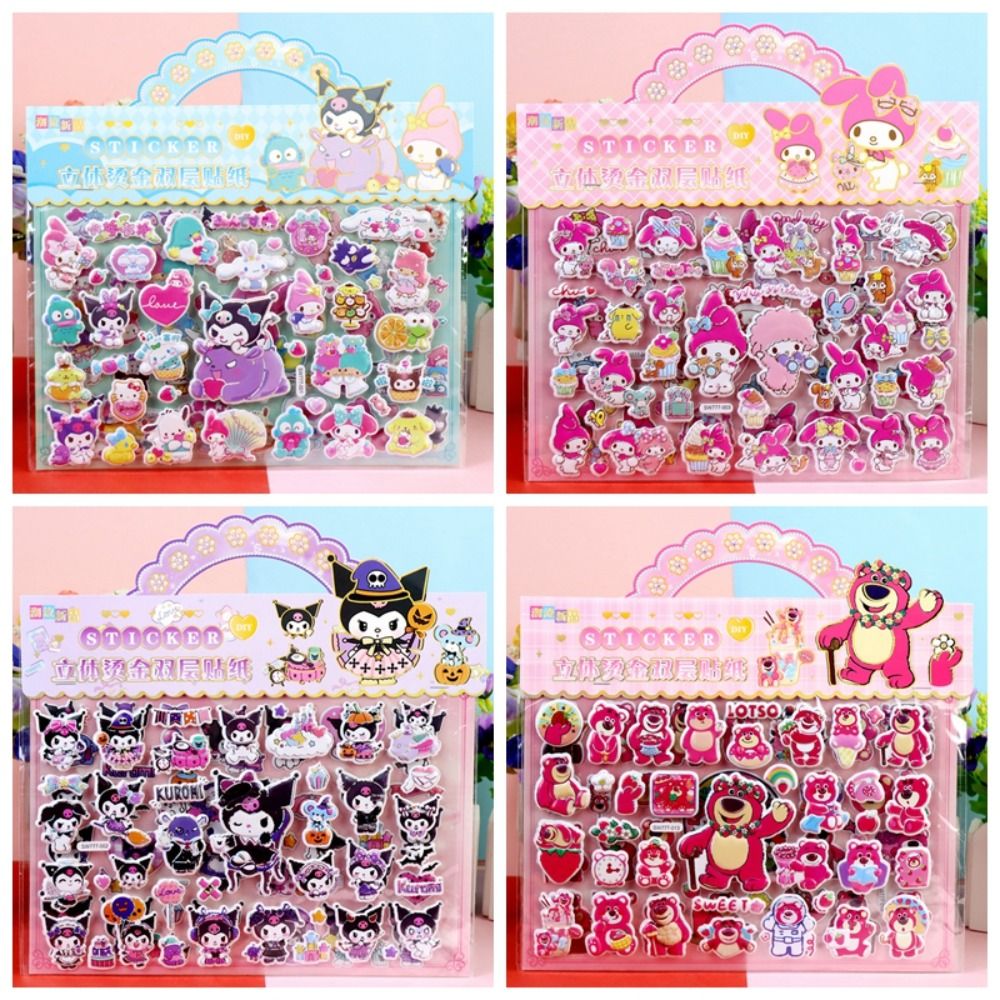2 Sheets/Bag Cartoon Kuromi Melody Stereo Bubble Sticker Kawaii DIY 3D ...