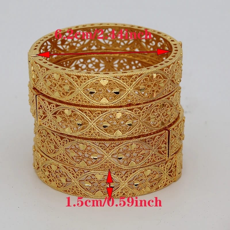 Arabic Saudi Bangles For Women 4pcs Indian Bracelet 24k Gold Color ...