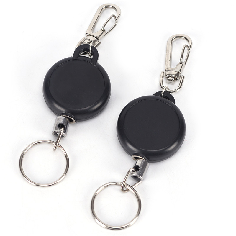 Retractable Key Chain Reel Steel Cord Recoil Belt Ring Badge Pass ID ...