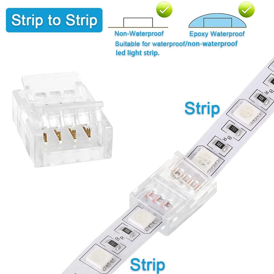 8mm 10mm 2 3 4 Pin Solderless Connector For Single Color/RGB/WS2811 Led ...