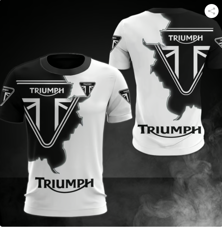 Summer Triumph t-shirt moto racing 3D printed black white custon name ...