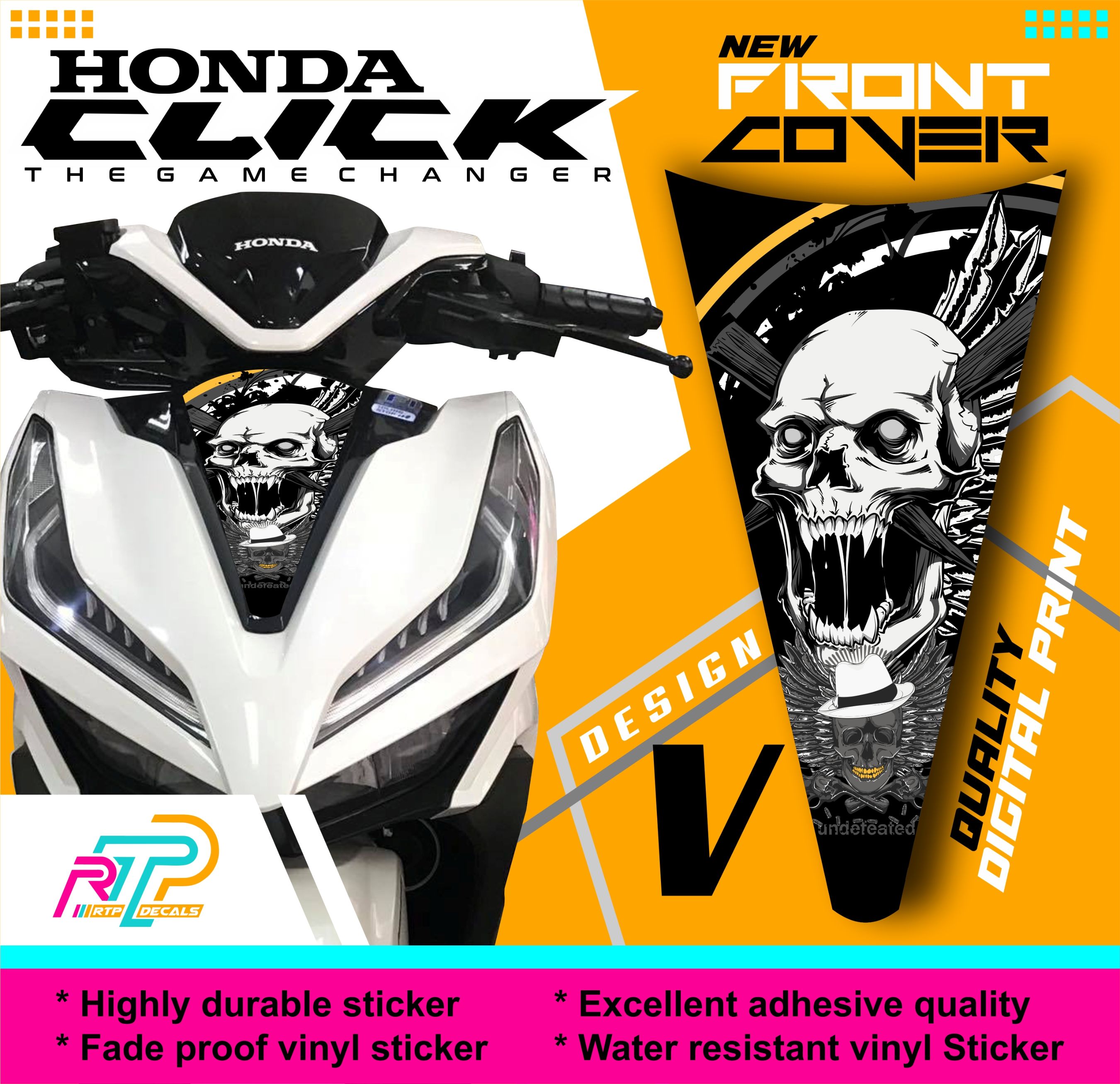 Honda Click Front Printed Decals Sticker ( NEW DESIGN ) | Lazada PH