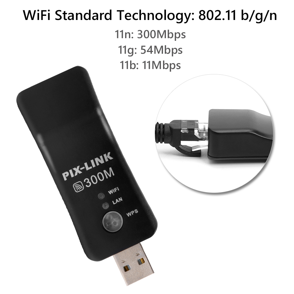 【Trending in Fashion】 300Mbps USB TV Adapter 2.4Ghz Network RJ45 WPS ...