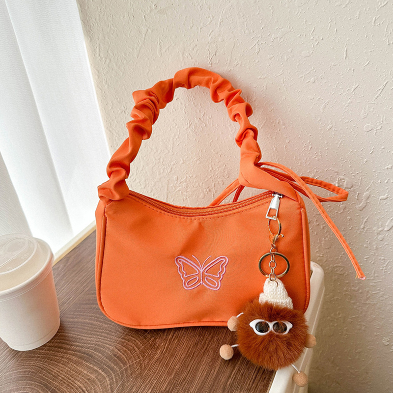 Cute Embroidered Bowknot Butterfly Shoulder Bag Women Pleated Handbag ...