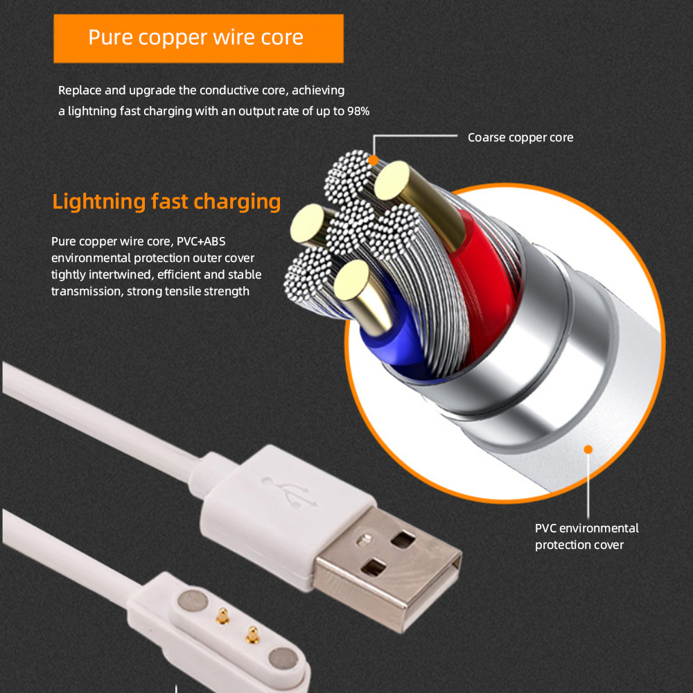 2pin 4mm 7.62mm 4pin Smartwatch Charge Cable White Strong Magnetic Usb ...