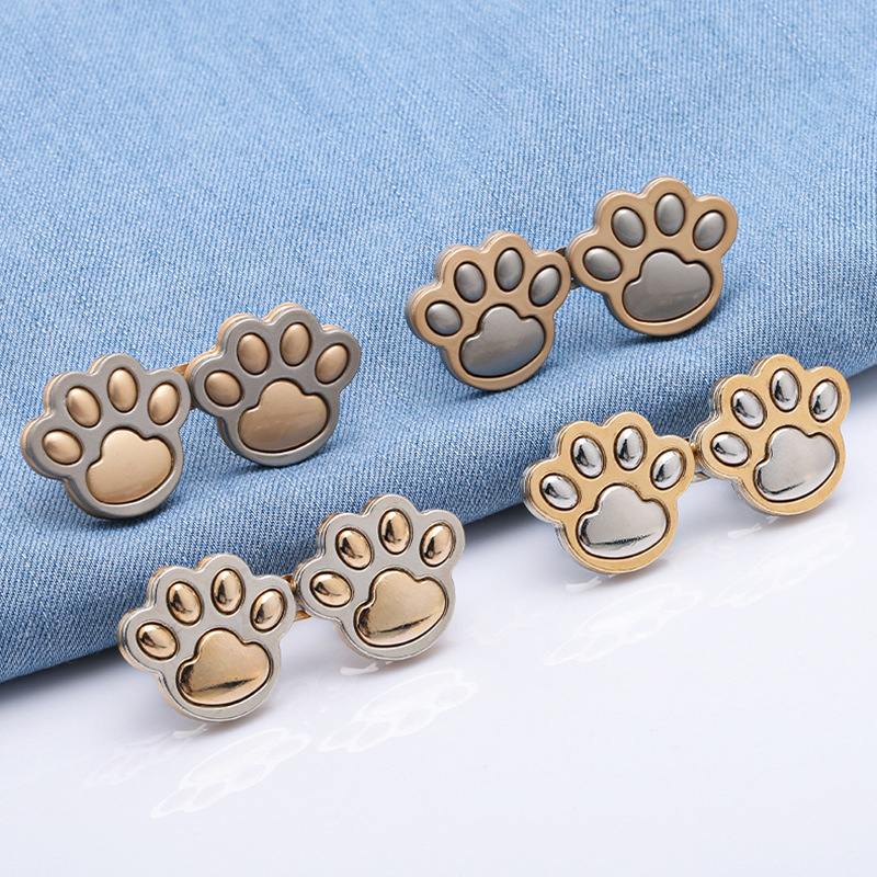 2Pcs Cat Paw Shaped Adjustable Jean Button Waist Buckle Snap Pants ...