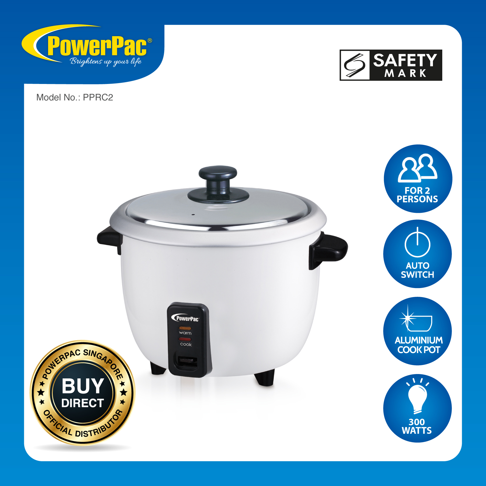 PowerPac Rice Cooker 0.6L with Aluminium inner pot (PPRC2) | Lazada ...