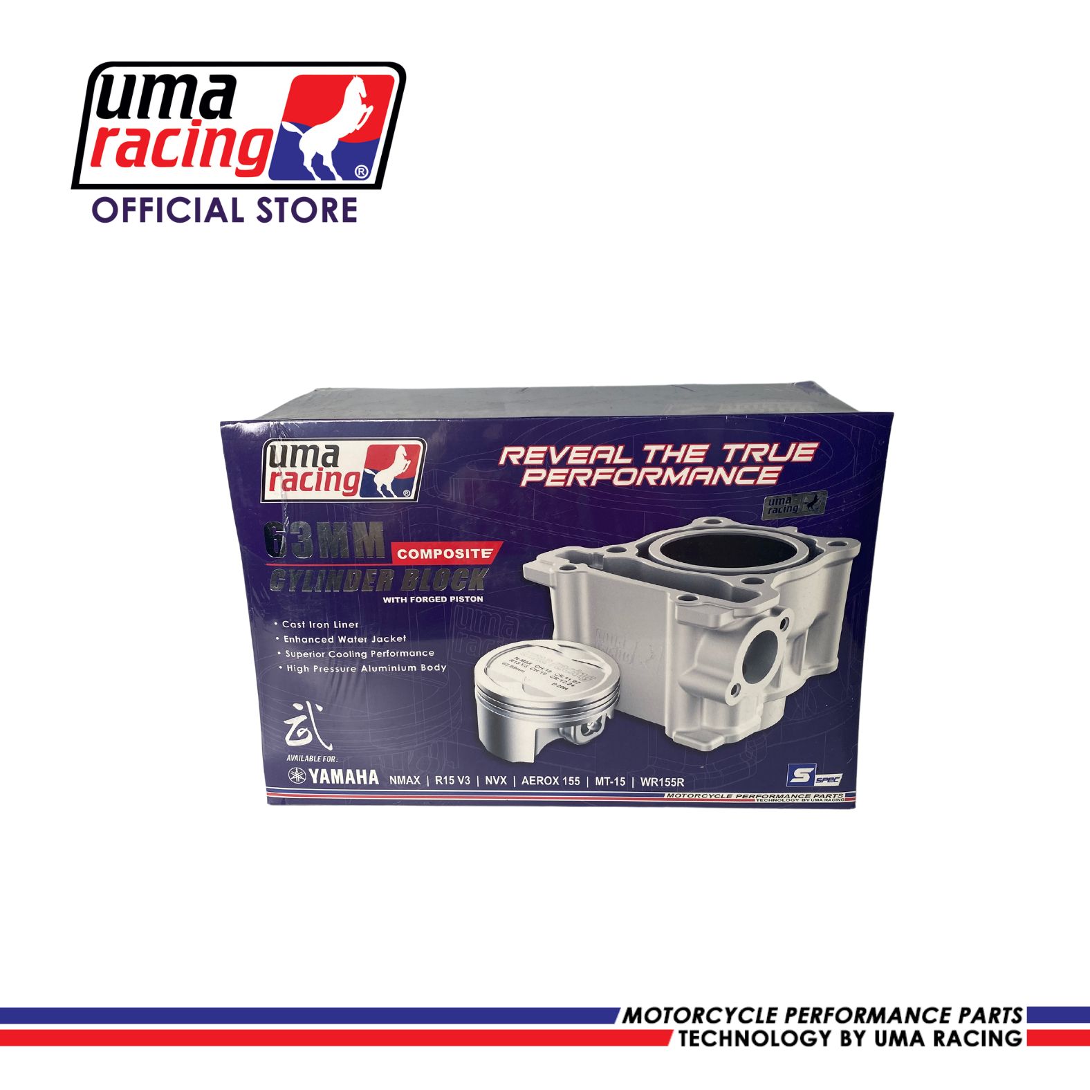 UMA Racing Composite Cylinder Block 63mm w/ Forged Piston for Yamaha ...