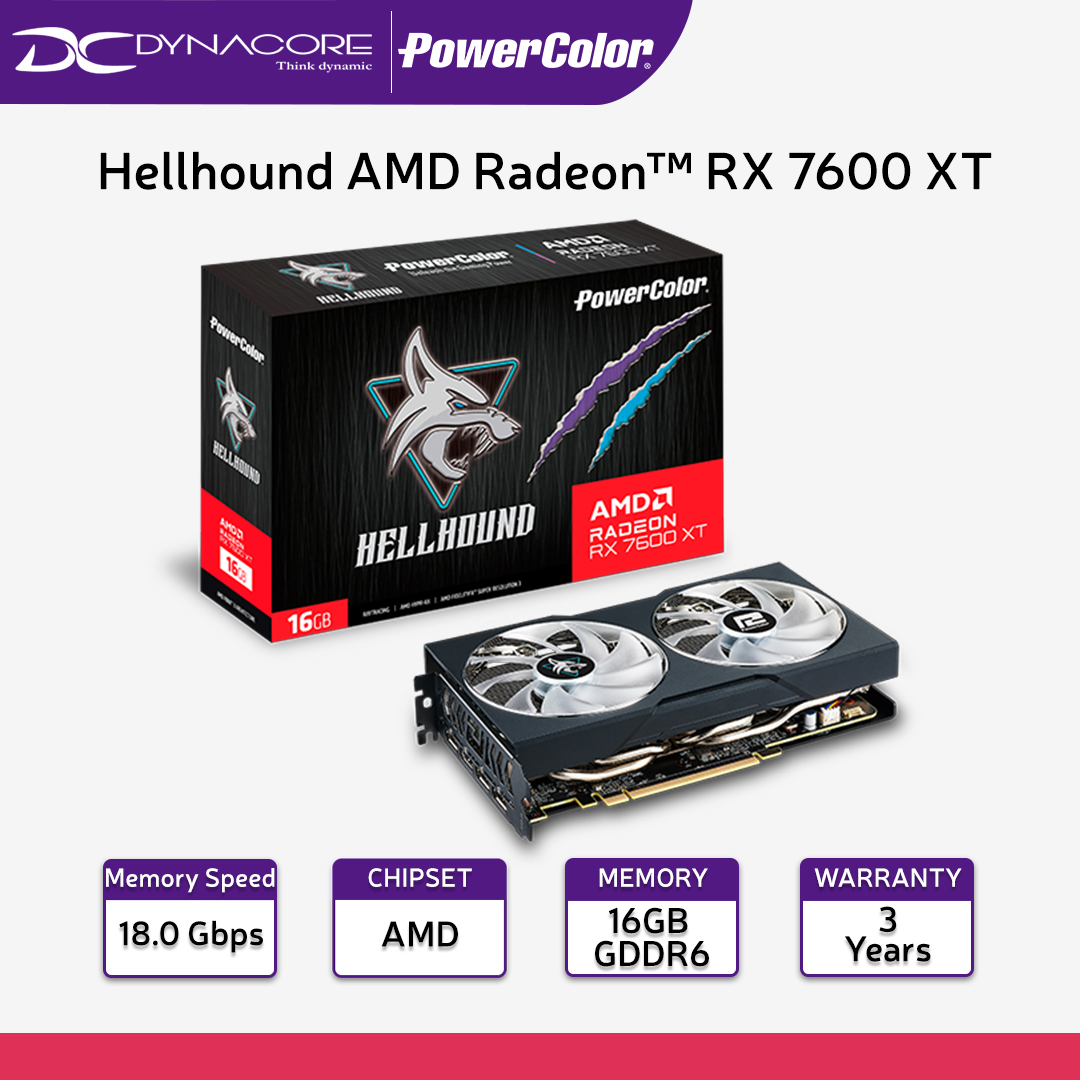 PowerColor Hellhound AMD Radeon RX 7600 XT OC 16GB GDDR6 Graphics Card ...