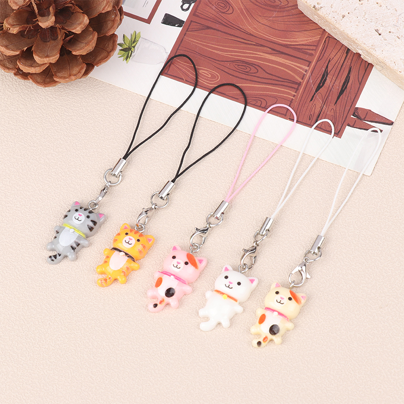 Lovely Cartoon Cat Phone Chains Kawaii Cat Phone Lanyard Y2k Cellphone ...