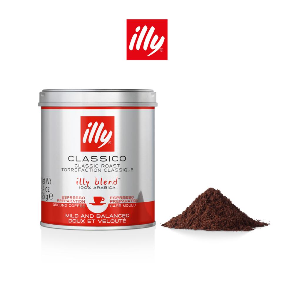 ILLY เมล็ดกาแฟคั่วบด CLASSICO ROAST - 125 กรัมกระป๋อง - ILLY - ThaiPick