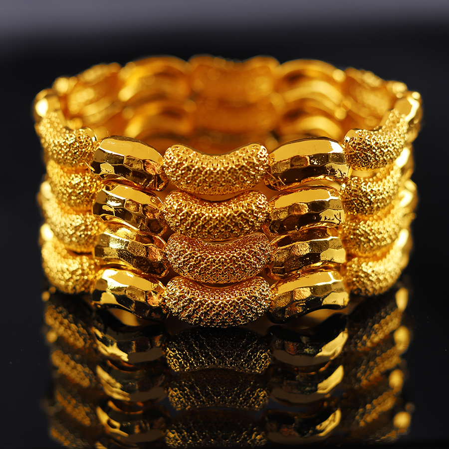 Luxury Dubai Gold Color Bangles For Women 24K Gold Plated Indian ...