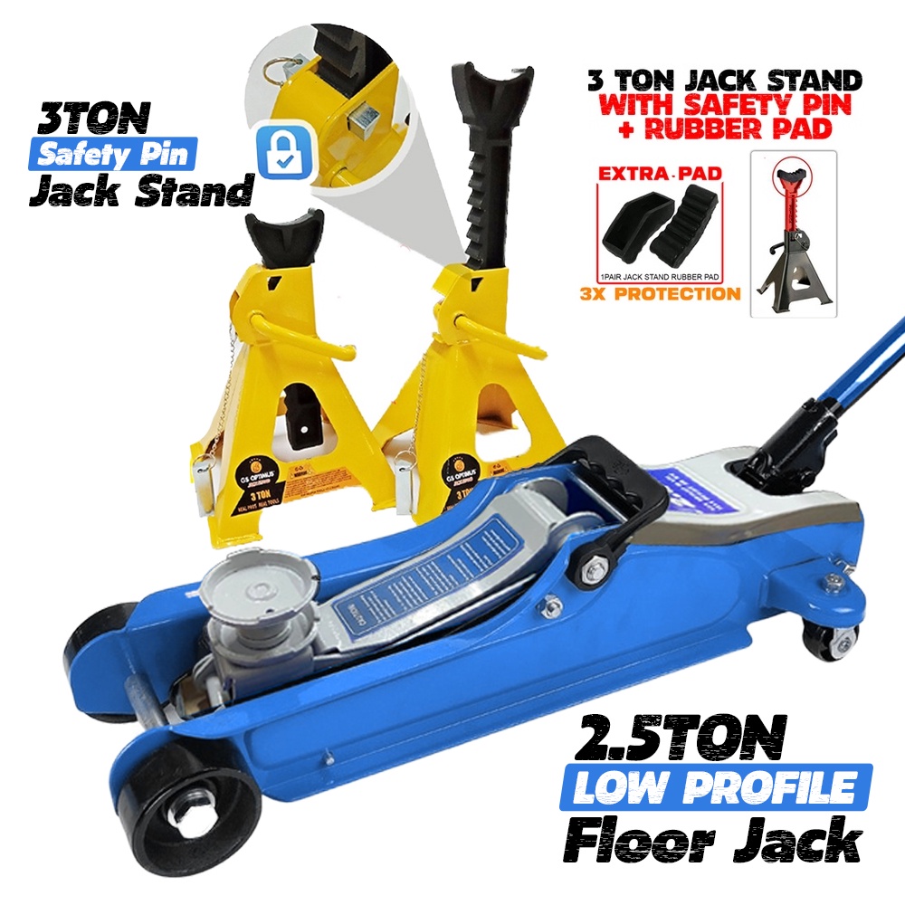 LADDERMAN 2.5 Ton Low Profile Hydraulic Floor Jack With Jack Stand Jet ...