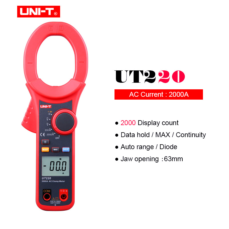 UNI-T True RMS Digital Clamp Meter UT220 UT221 UT222 2500A Auto ข้อมูลดิจิตอล De Metros กระแสไฟ ...