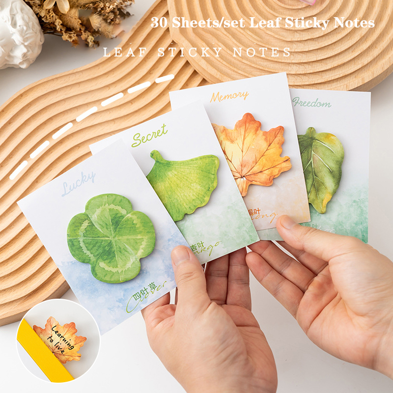 30 Sheet Leaf Sticky Notes Ginkgo Lndus Leaf Memoranda Message Book ...
