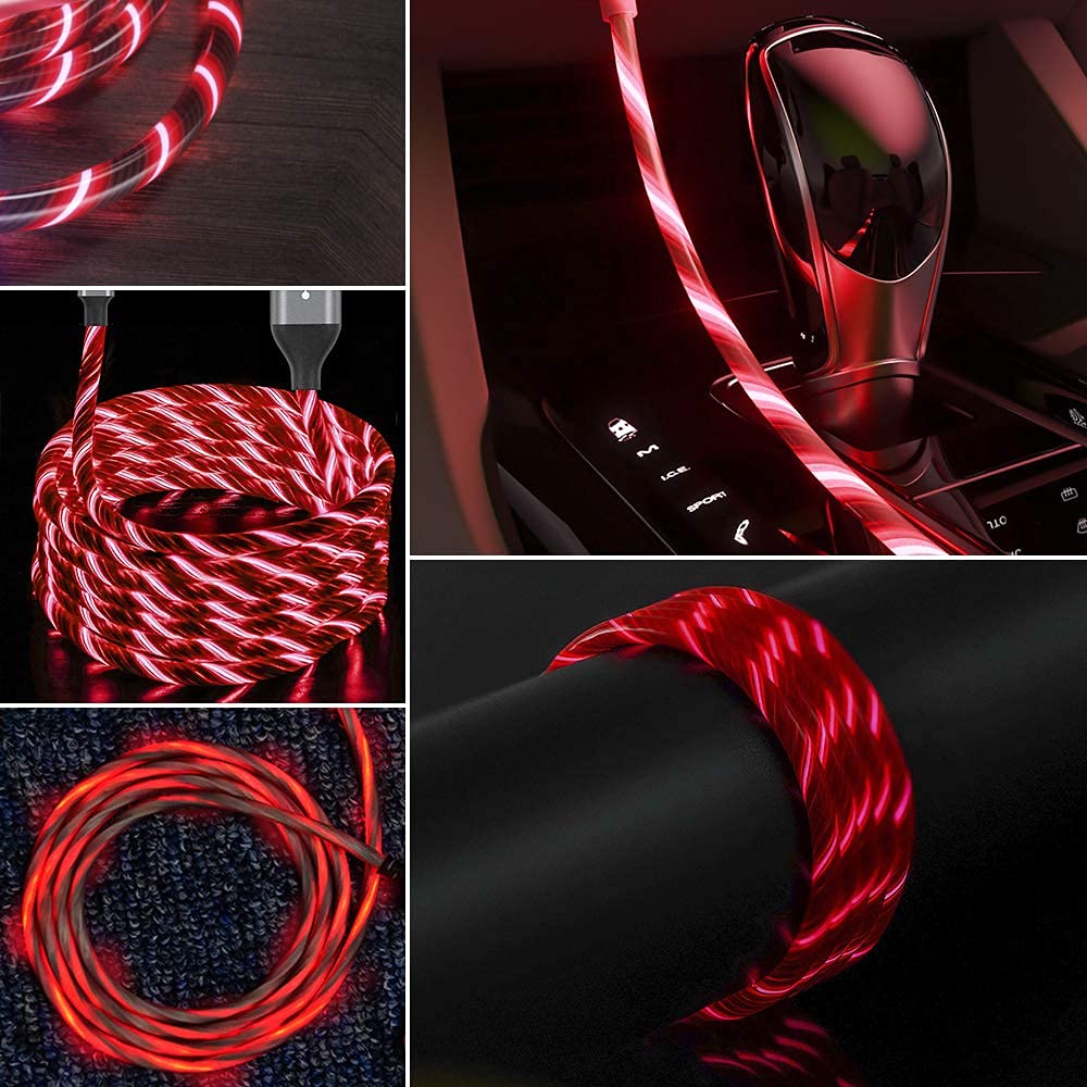 LED Flowing Magnetic Charging Cable Magnetic Phone Charger Light Up ...