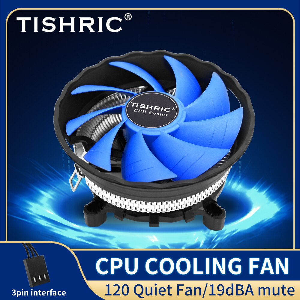 TISHRIC CPU Cooler Cooling Fan 3Pin PWM PC Processor Cooler for Intel ...